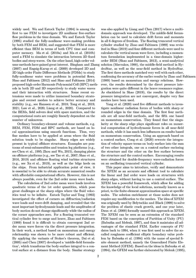 Accurate and efficient hydrodynamic analysis of structures with sharp edges by the Extended ...