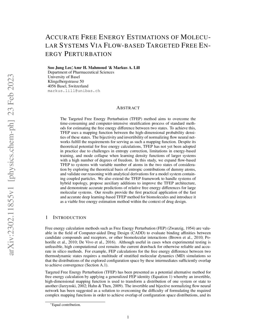 Accurate Free Energy Estimations of Molecular Systems Via Flow-based ... Accurate Free Energy Estimations of Molecular Systems Via Flow-based ...