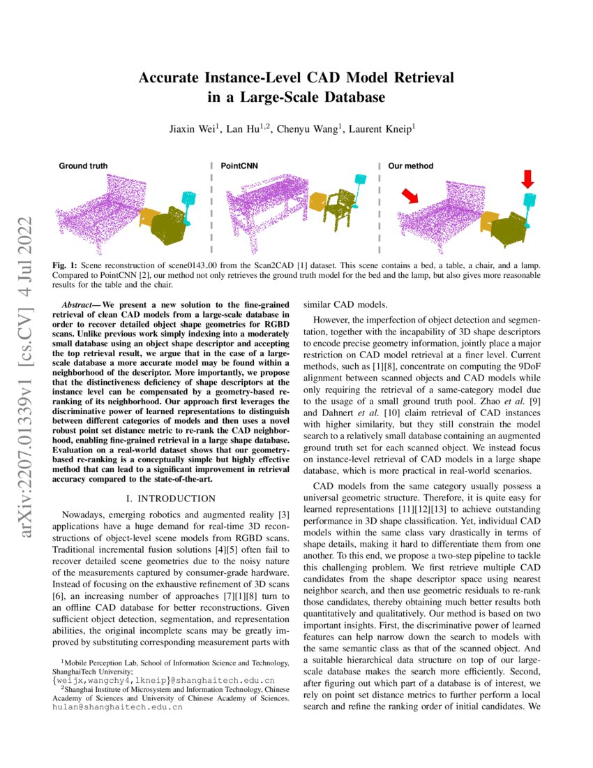 Accurate Instance Level Cad Model Retrieval In A Large Scale Database