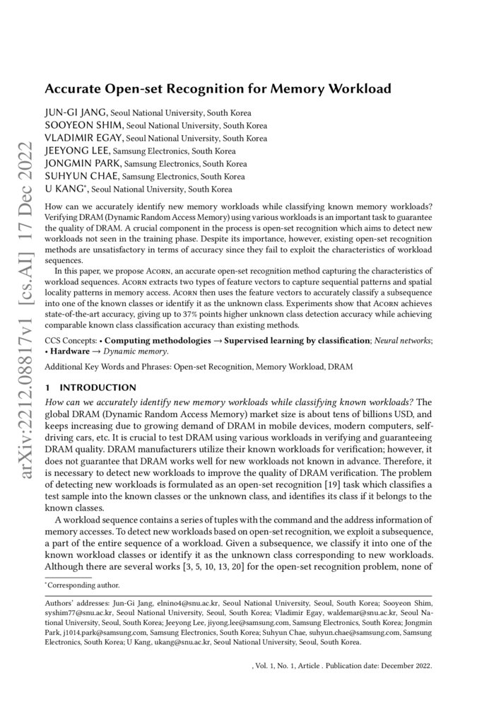 Accurate Open Set Recognition For Memory Workload Deepai 