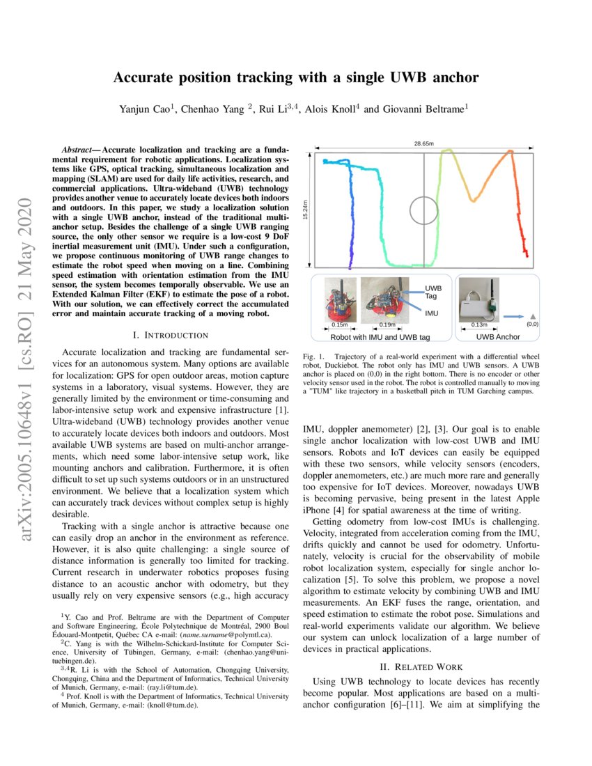 Accurate position tracking with a single UWB anchor | DeepAI