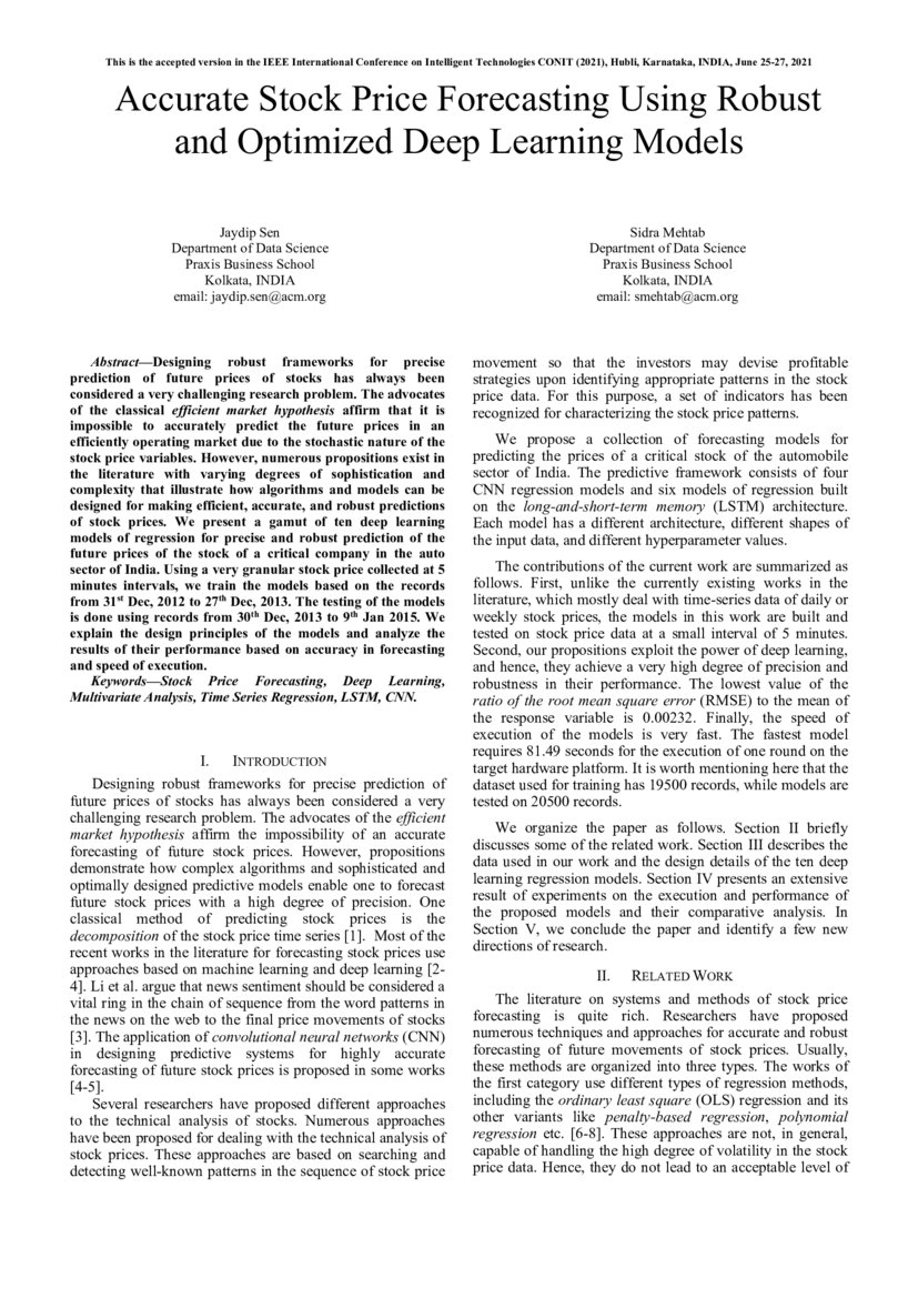 Accurate Stock Price Forecasting Using Robust And Optimized Deep