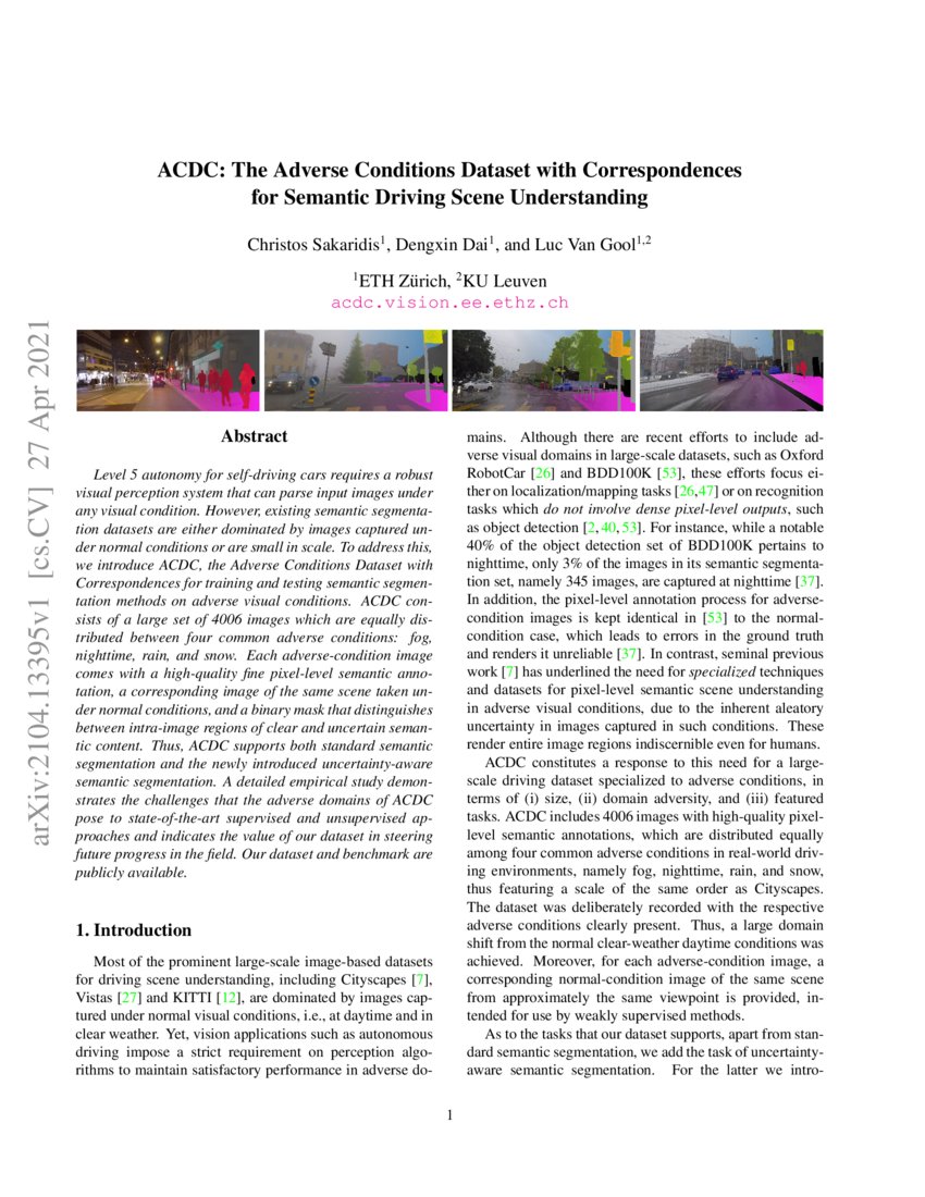 ACDC: The Adverse Conditions Dataset with Correspondences for Semantic ...