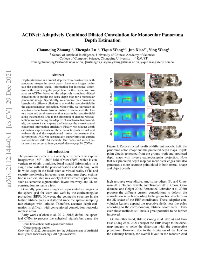 Acdnet Adaptively Combined Dilated Convolution For Monocular Panorama