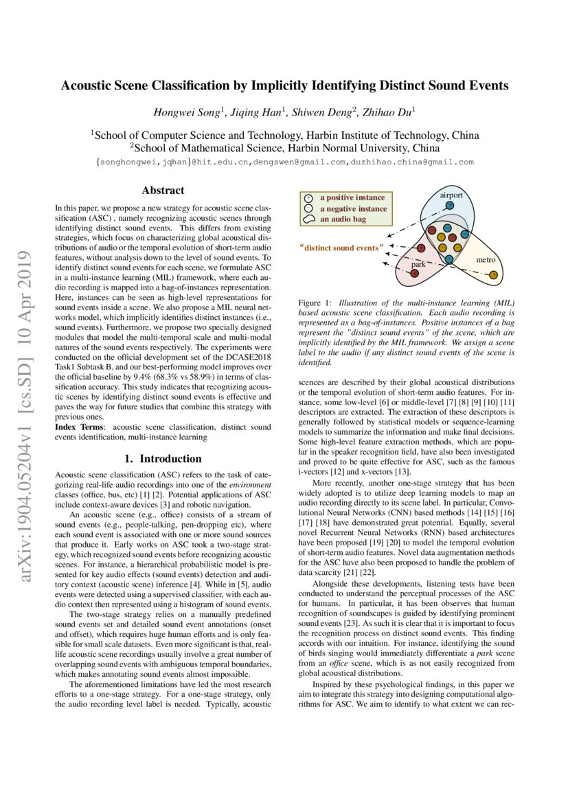 Acoustic Scene Classification By Implicitly Identifying Distinct Sound Events Deepai