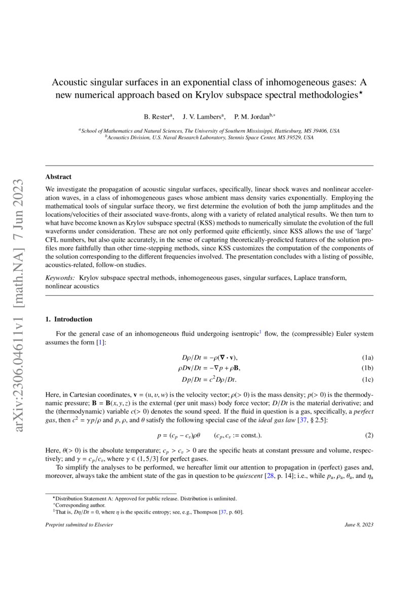 Acoustic Singular Surfaces In An Exponential Class Of Inhomogeneous Gases A New Numerical 