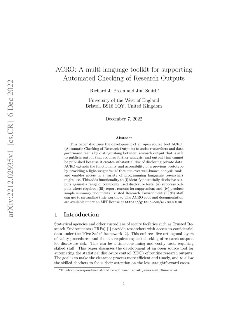 ACRO: A multi-language toolkit for supporting Automated Checking of ...