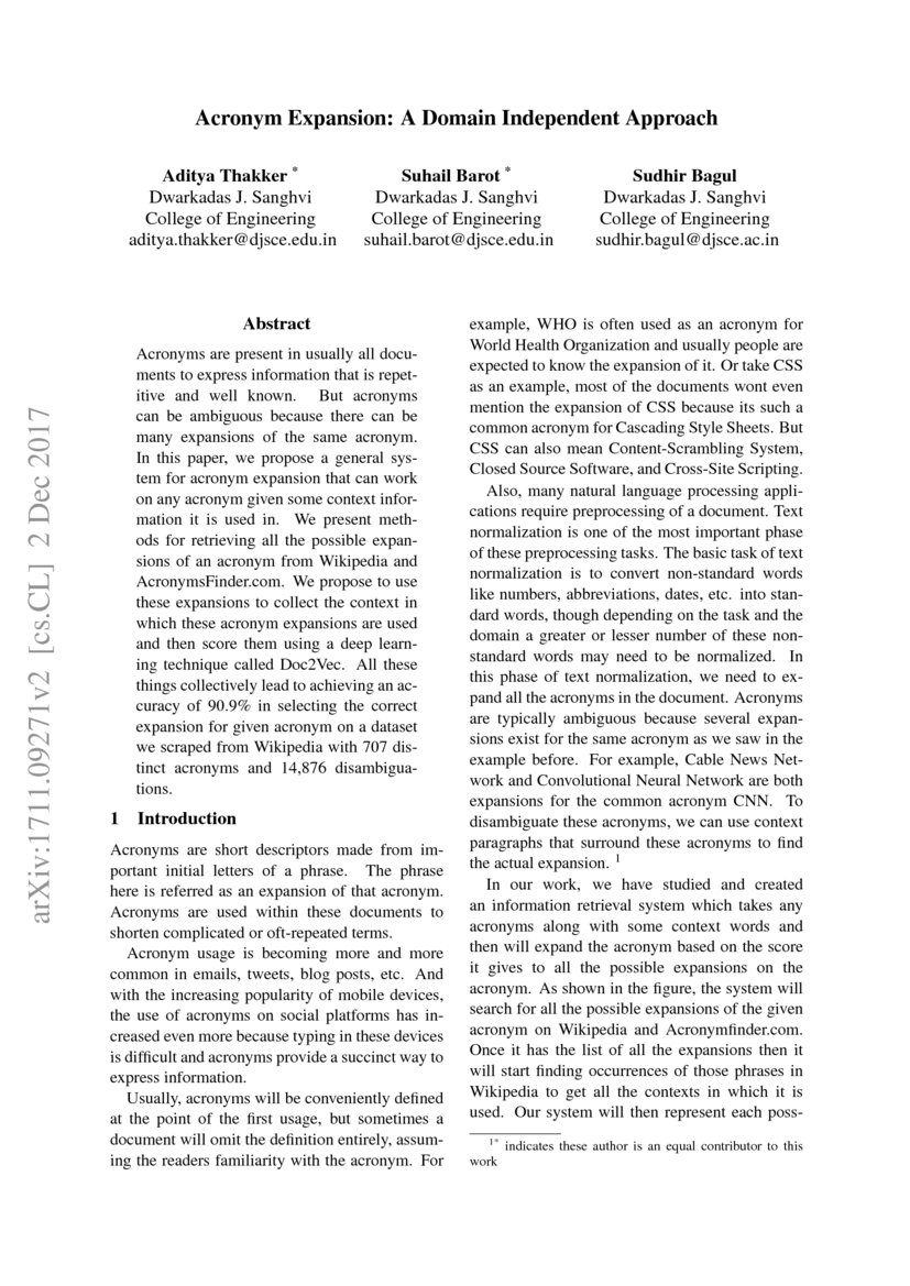 Acronym Disambiguation: A Domain Independent Approach | DeepAI
