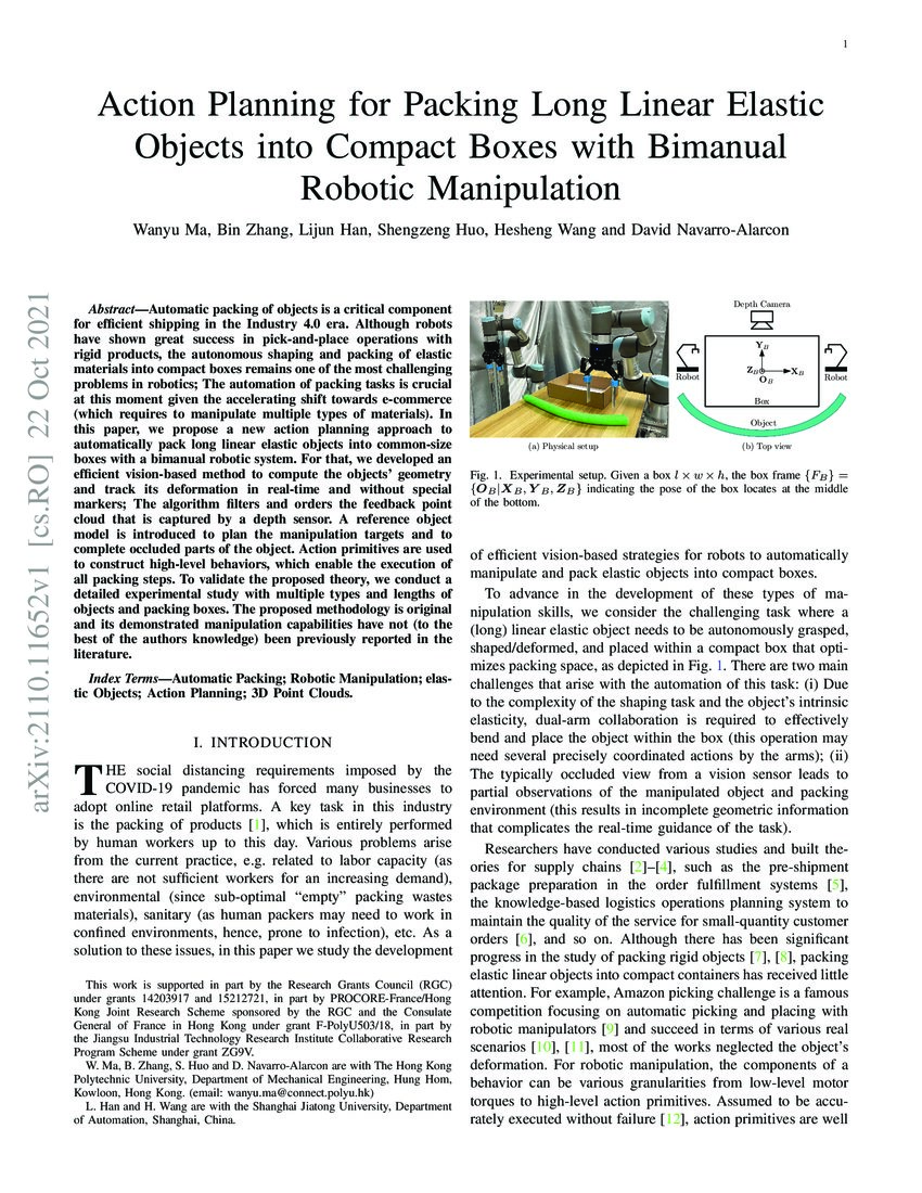 Action Planning For Packing Long Linear Elastic Objects Into Compact Boxes With Bimanual Robotic 8396