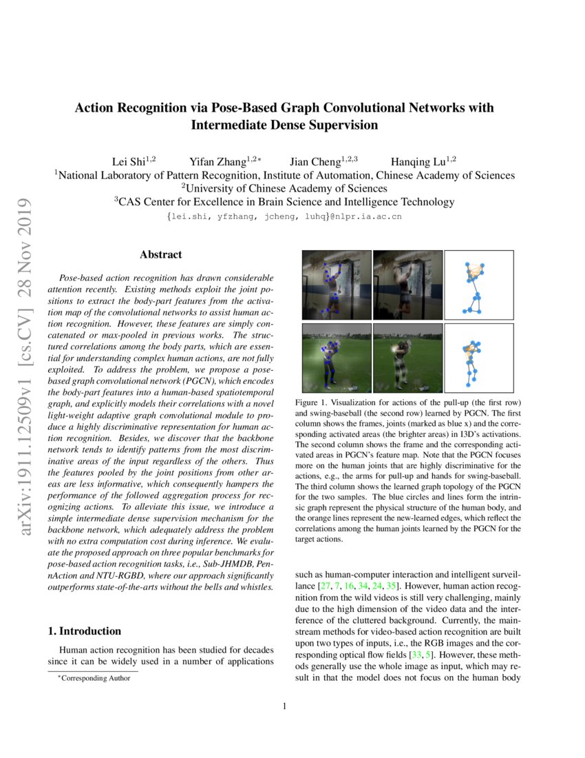 Action Recognition Via Pose Based Graph Convolutional Networks With Intermediate Dense