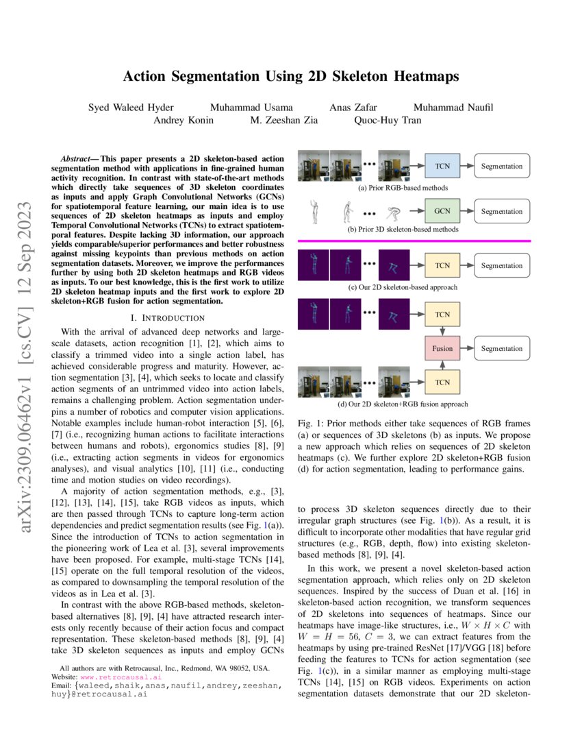 Action Segmentation Using 2d Skeleton Heatmaps Deepai