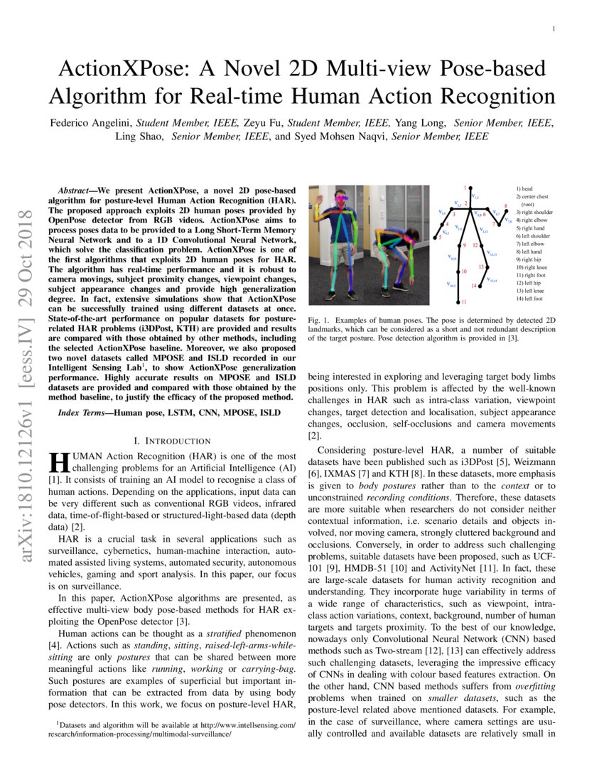 Actionxpose A Novel 2d Multi View Pose Based Algorithm For Real Time