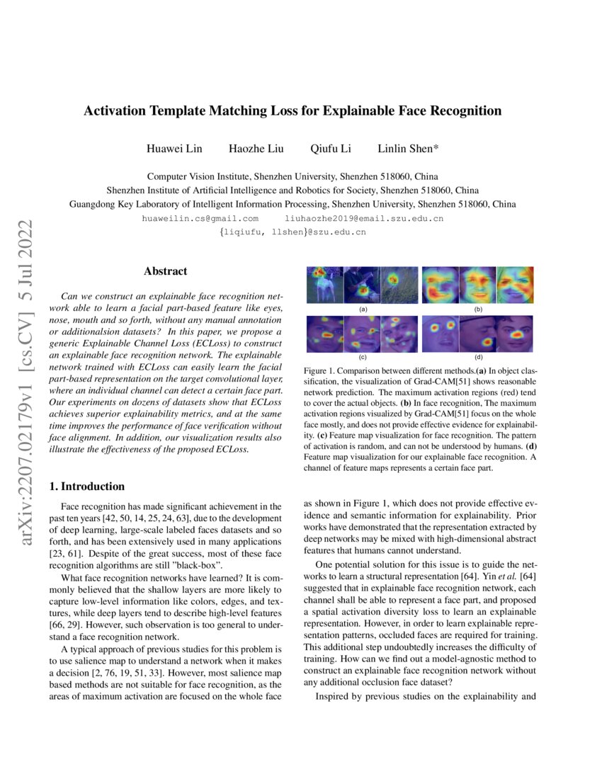 Activation Template Matching Loss for Explainable Face Recognition | DeepAI