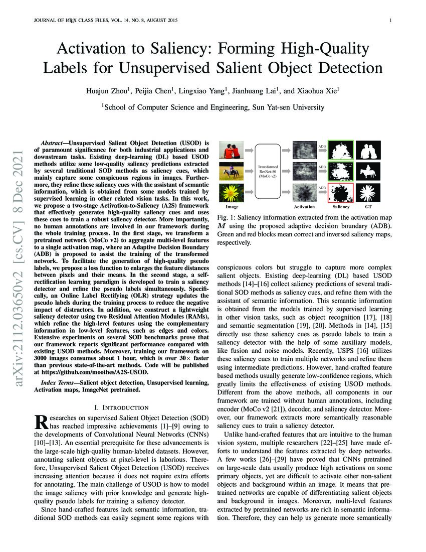 Activation to Saliency: Forming High-Quality Labels for Unsupervised Salient Object Detection ...