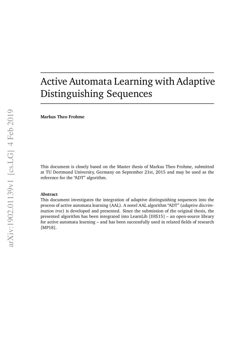 Active Automata Learning with Adaptive Distinguishing Sequences | DeepAI