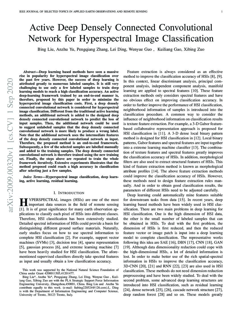Active Deep Densely Connected Convolutional Network For Hyperspectral Image Classification Deepai