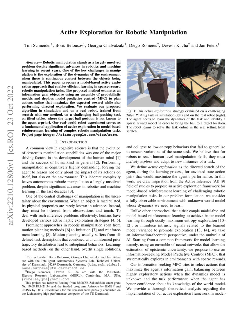 Active Exploration for Robotic Manipulation | DeepAI