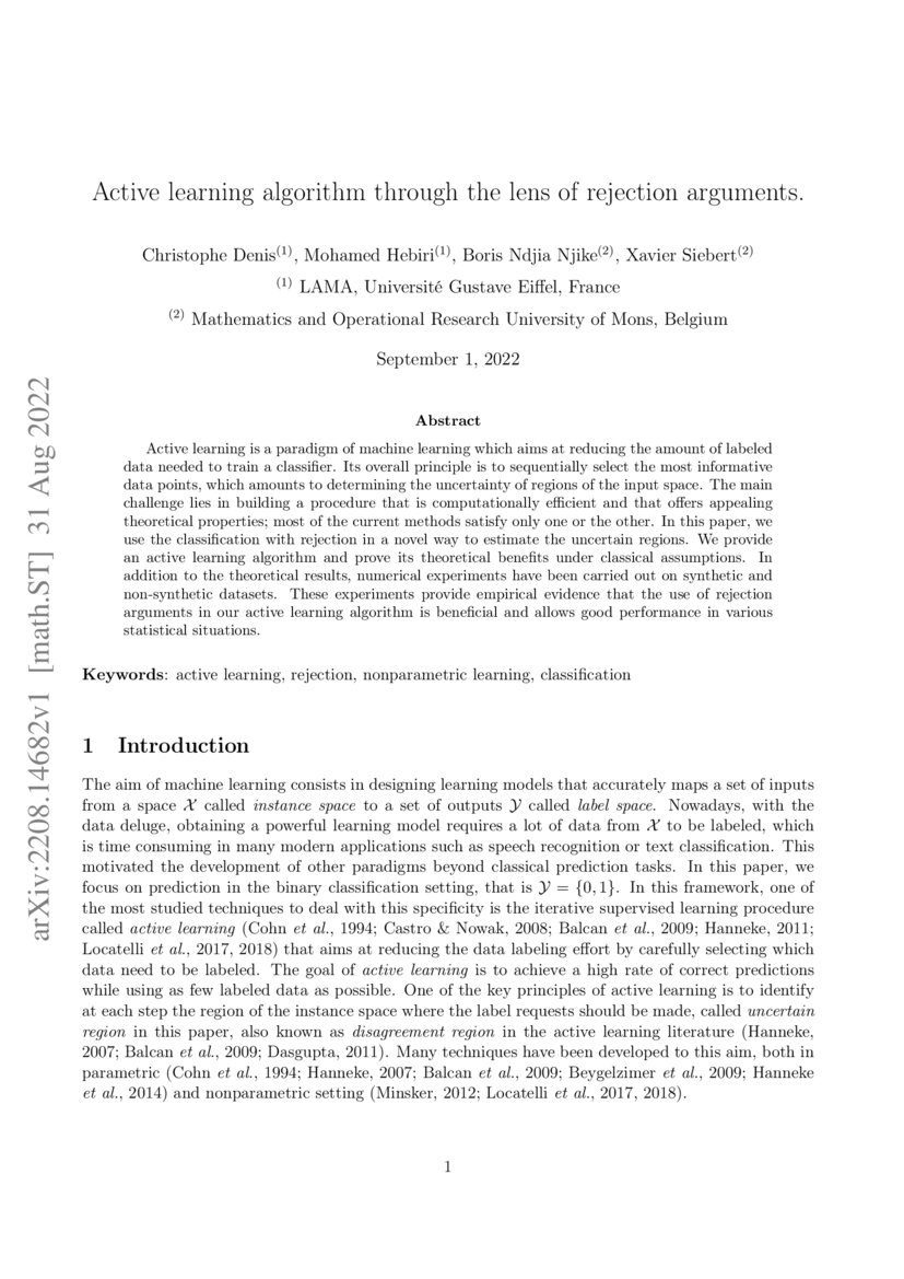 Active Learning Algorithm Through The Lens Of Rejection Arguments Deepai