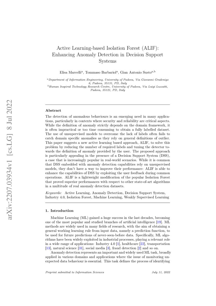 Active Learning Based Isolation Forest Alif Enhancing Anomaly Detection In Decision Support 