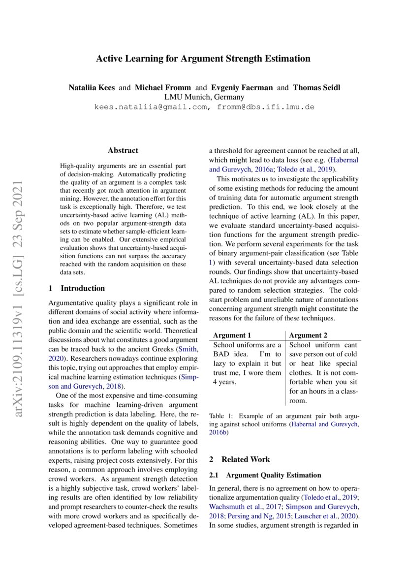 Active Learning For Argument Strength Estimation Deepai