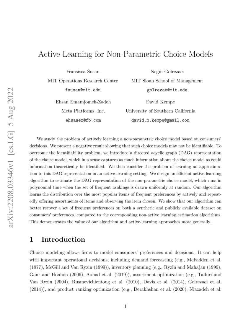 Active Learning for Non-Parametric Choice Models | DeepAI