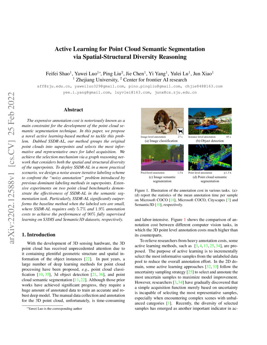 Active Learning For Point Cloud Semantic Segmentation Via Spatial Structural Diversity Reasoning