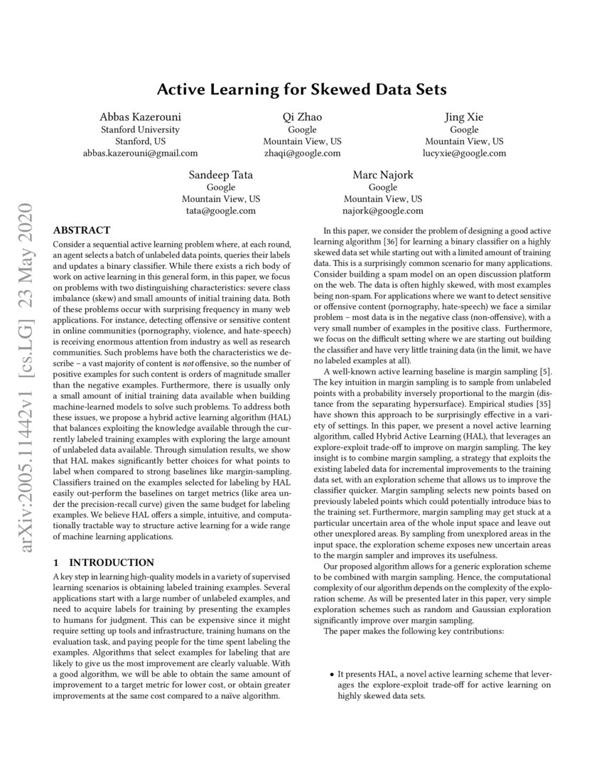 Active Learning for Skewed Data Sets | DeepAI