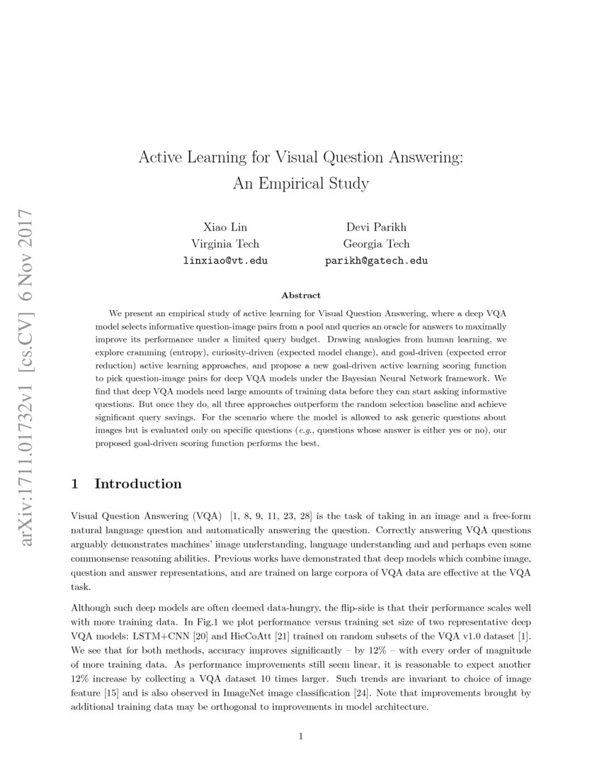 Active Learning for Visual Question Answering: An Empirical Study | DeepAI