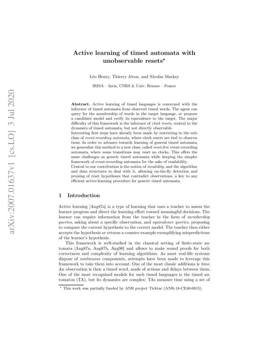 Active learning of timed automata with unobservable resets | DeepAI