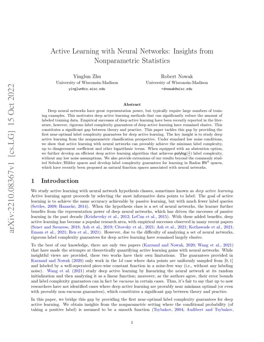 Active Learning With Neural Networks Insights From Nonparametric Statistics Deepai 