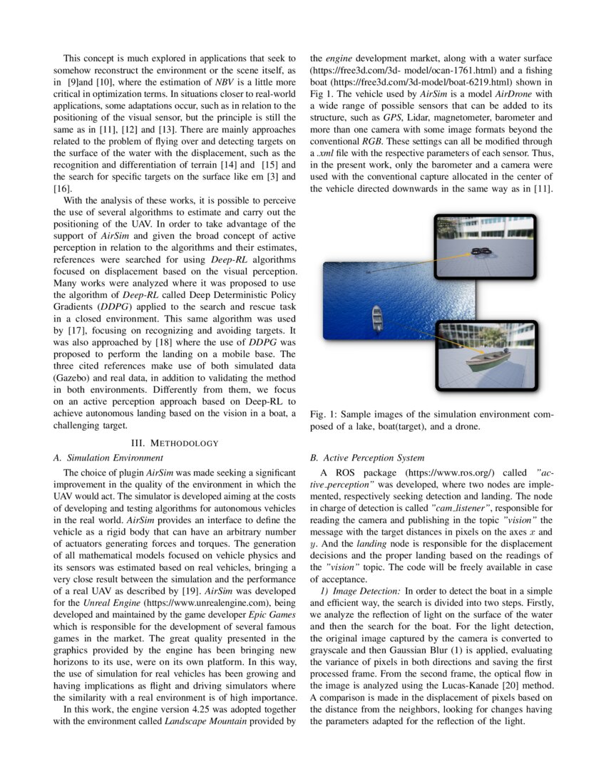 Active Perception Applied To Unmanned Aerial Vehicles Through Deep Reinforcement Learning Deepai