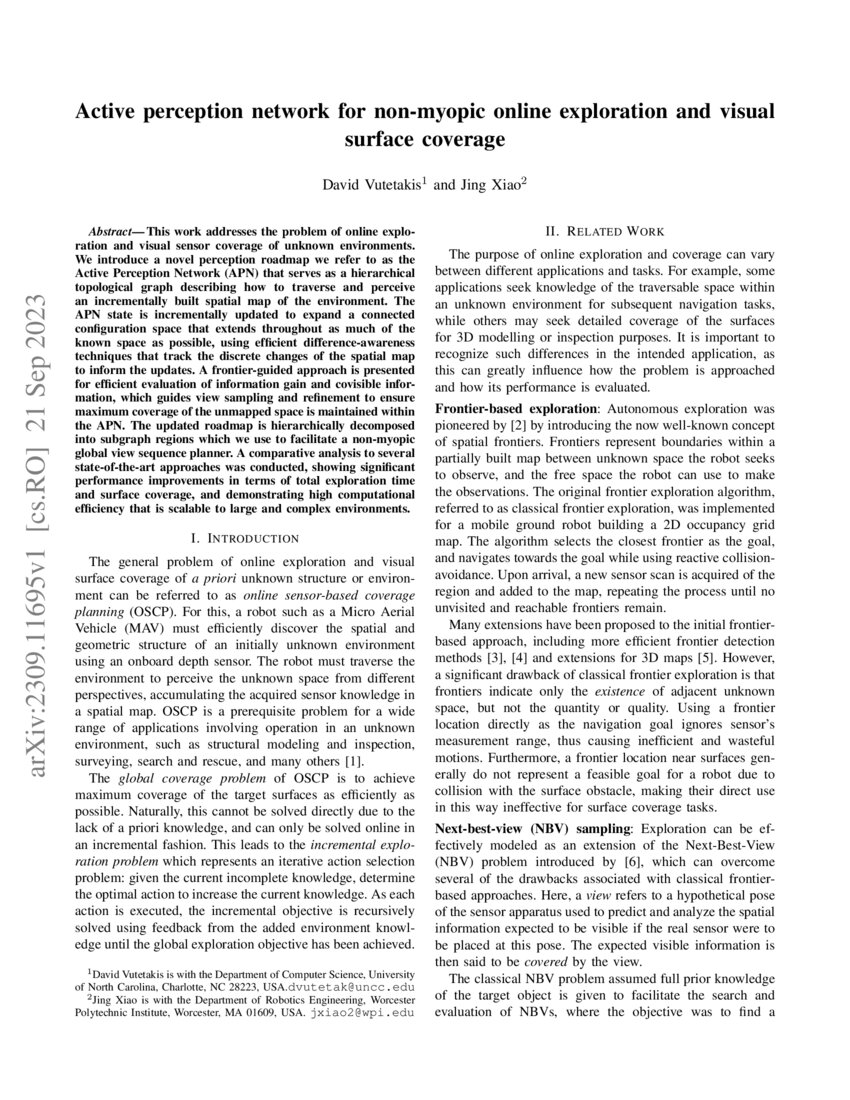 Active perception network for non-myopic online exploration and visual surface coverage | DeepAI