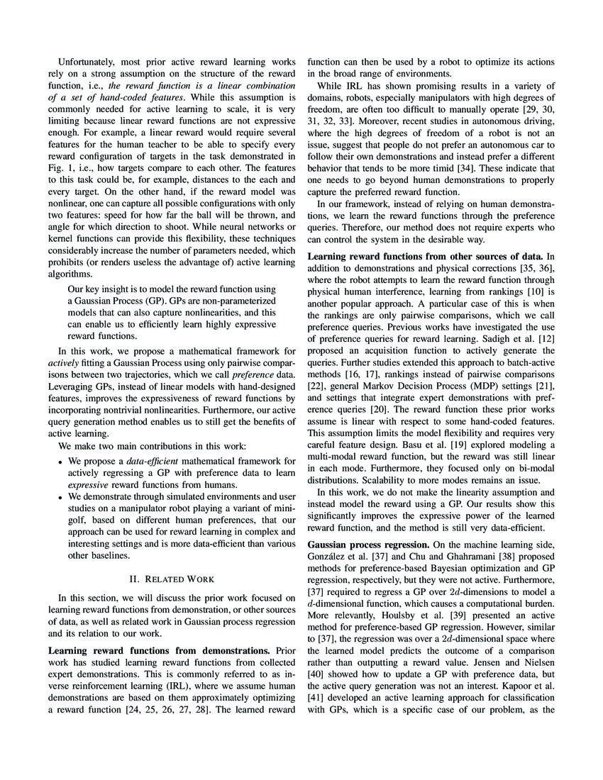 Active Preference-Based Gaussian Process Regression for Reward Learning | DeepAI