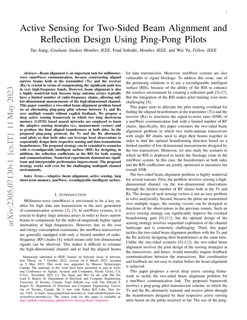 Active Sensing for Two-Sided Beam Alignment and Reflection Design Using ...