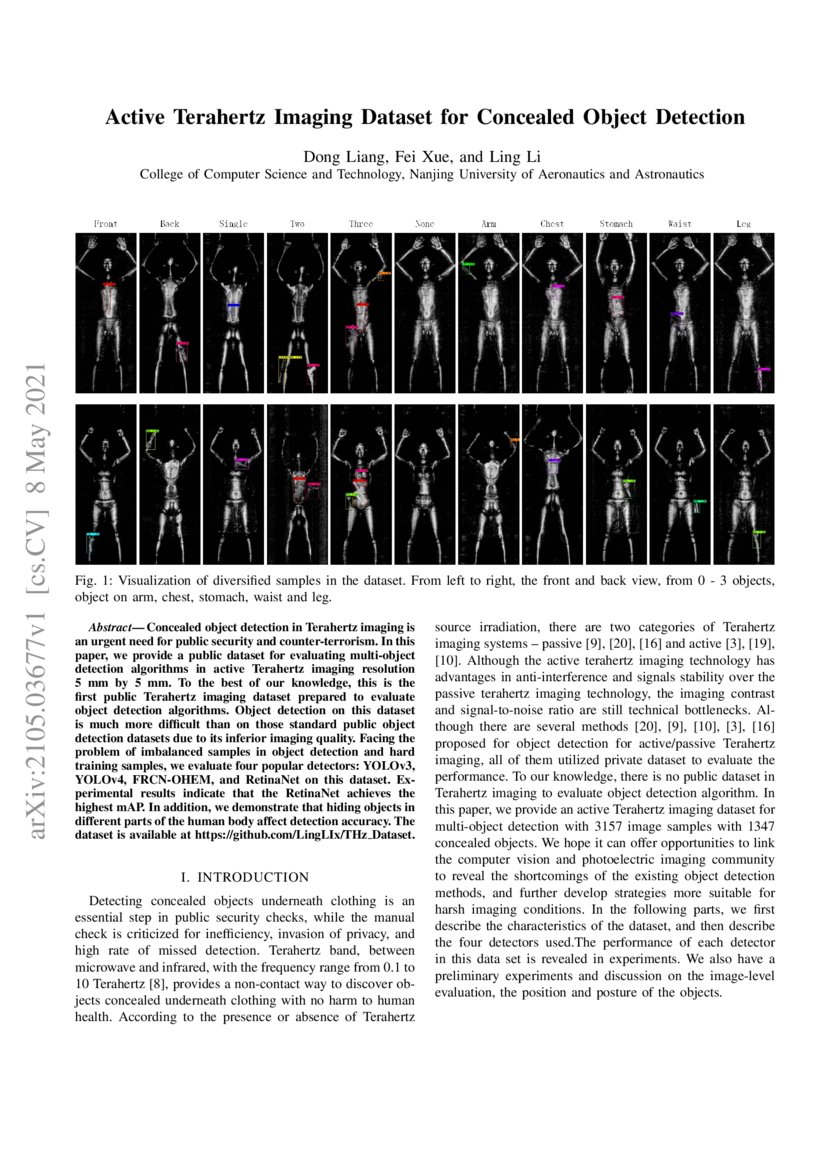 Active Terahertz Imaging Dataset For Concealed Object Detection Deepai