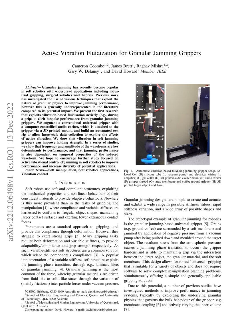 Active Vibration Fluidization for Granular Jamming Grippers | DeepAI