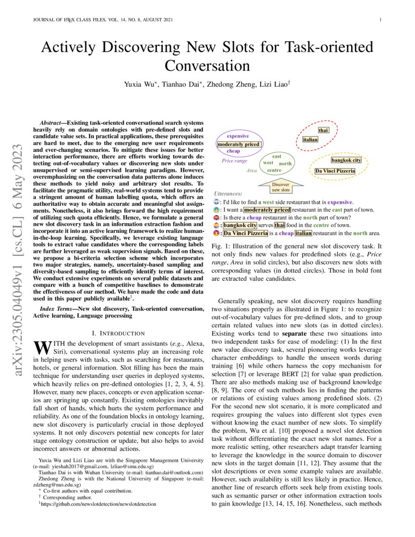 Actively Discovering New Slots For Task Oriented Conversation Deepai