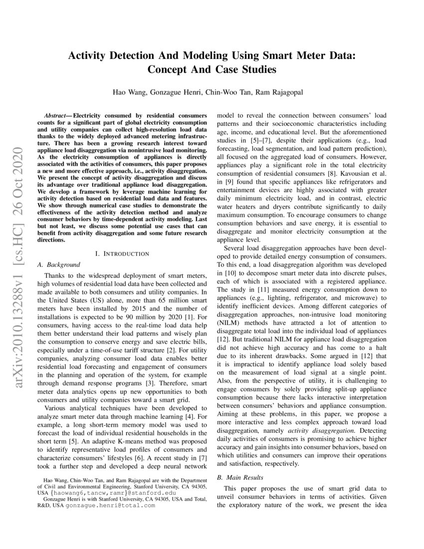 Activity Detection And Modeling Using Smart Meter Data: Concept And ...