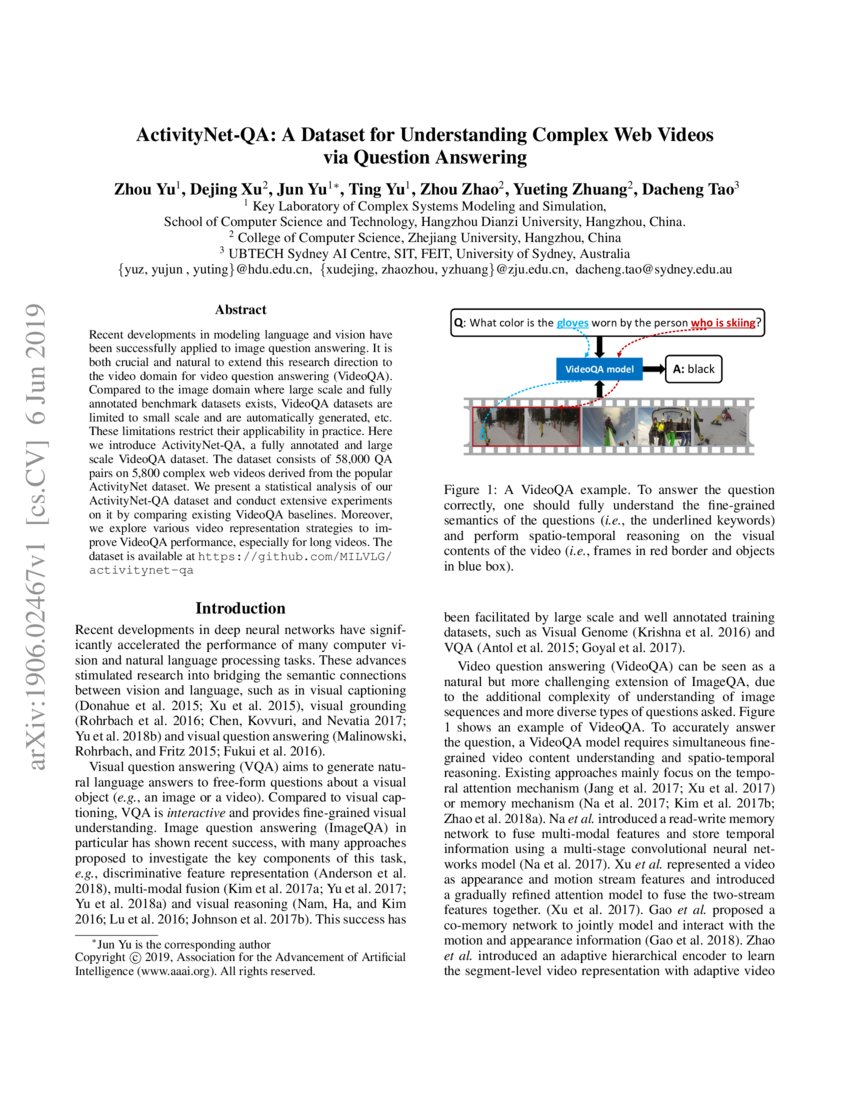 ActivityNet-QA: A Dataset for Understanding Complex Web Videos via ...