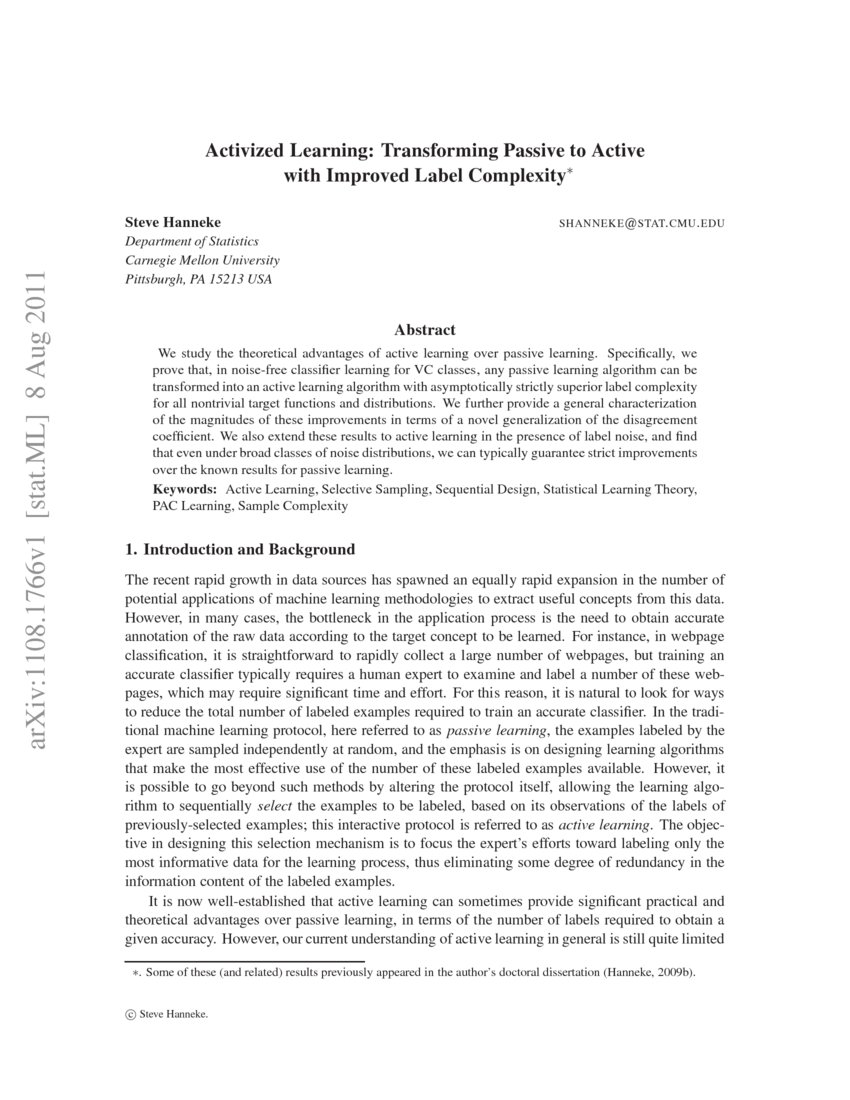 Activized Learning: Transforming Passive to Active with Improved Label Complexity | DeepAI