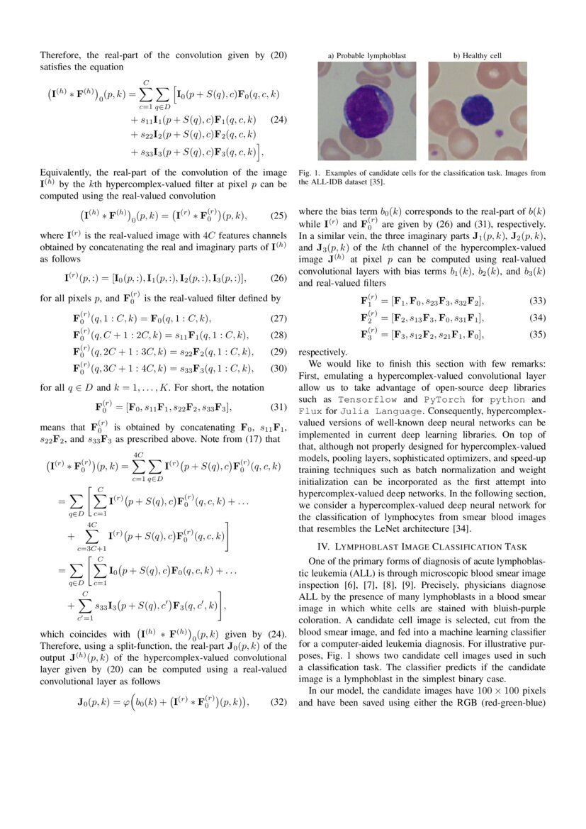 Acute Lymphoblastic Leukemia Detection Using Hypercomplex Valued Convolutional Neural Networks