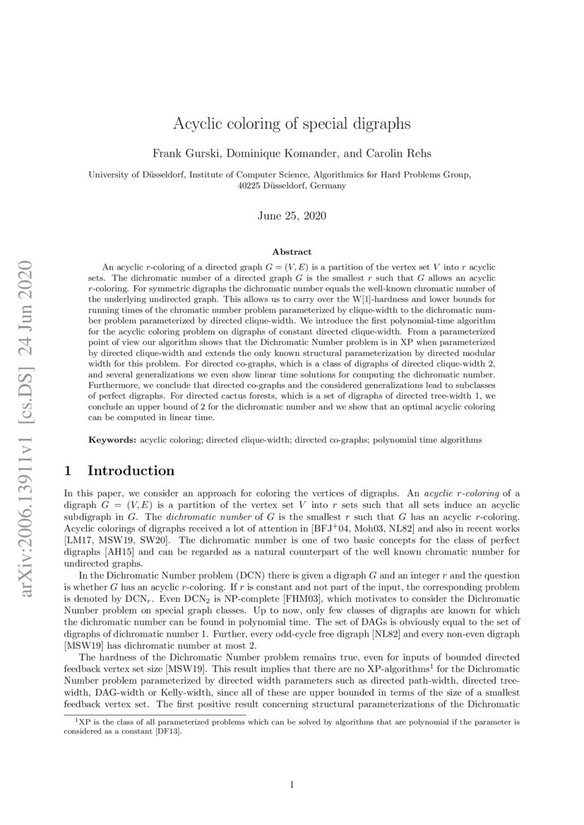 Acyclic coloring of special digraphs | DeepAI