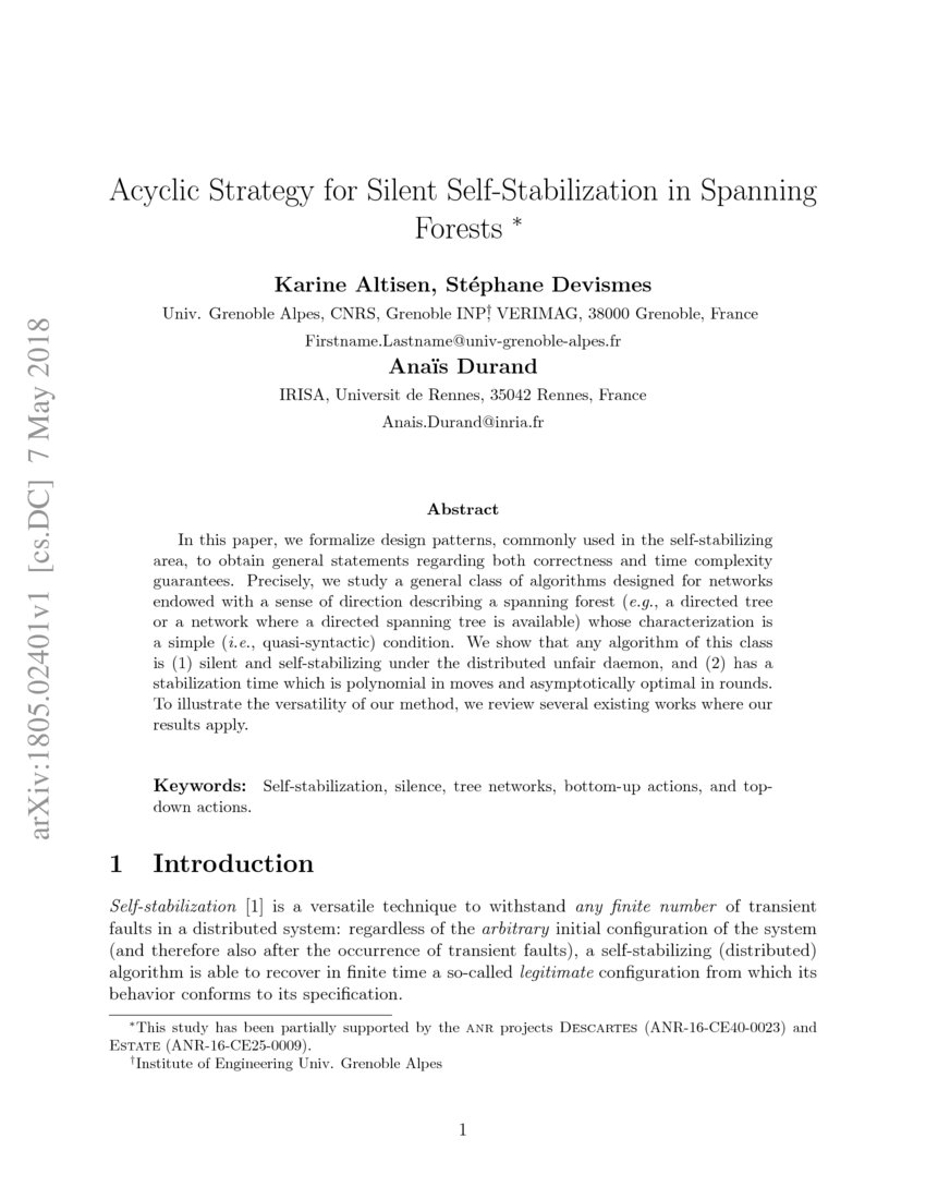 Acyclic Strategy for Silent Self-Stabilization in Spanning Forests | DeepAI