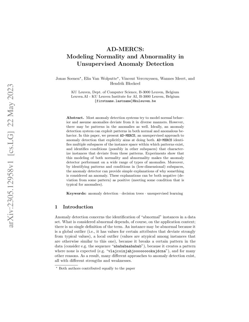 Ad Mercs Modeling Normality And Abnormality In Unsupervised Anomaly Detection Deepai