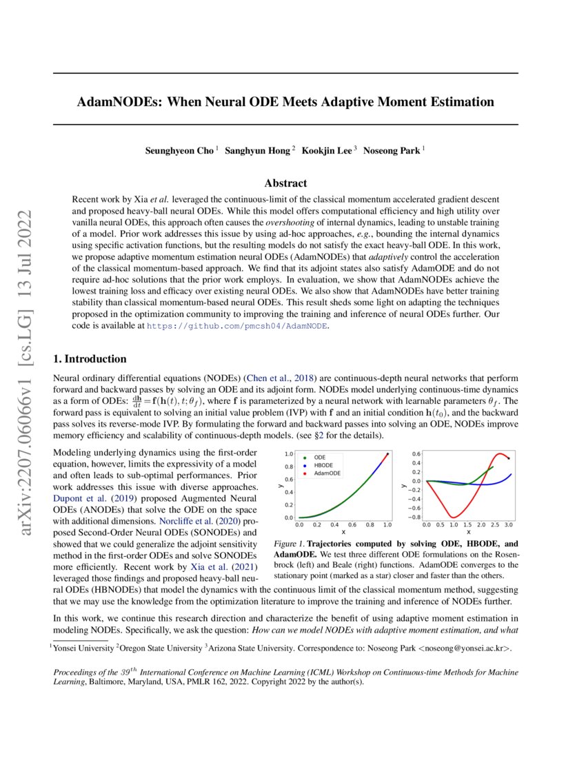 AdamNODEs: When Neural ODE Meets Adaptive Moment Estimation | DeepAI
