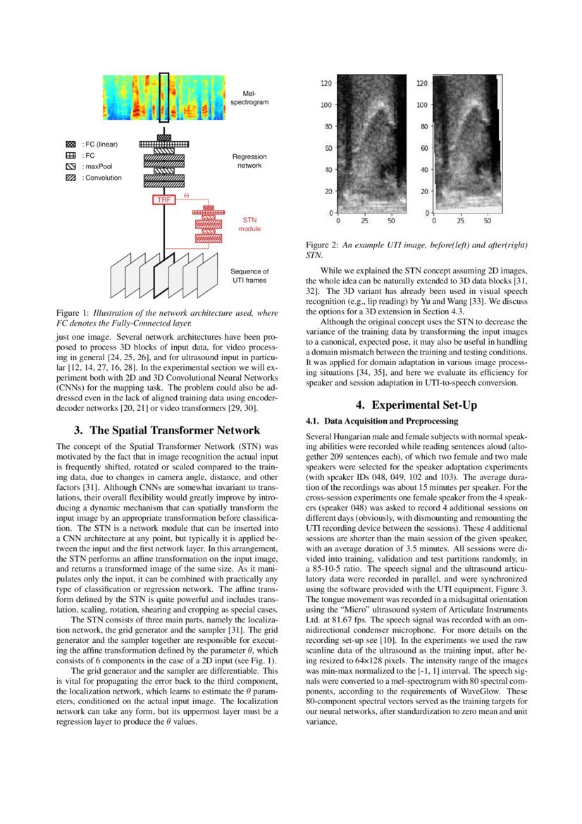 Adaptation Of Tongue Ultrasound Based Silent Speech Interfaces Using Spatial Transformer