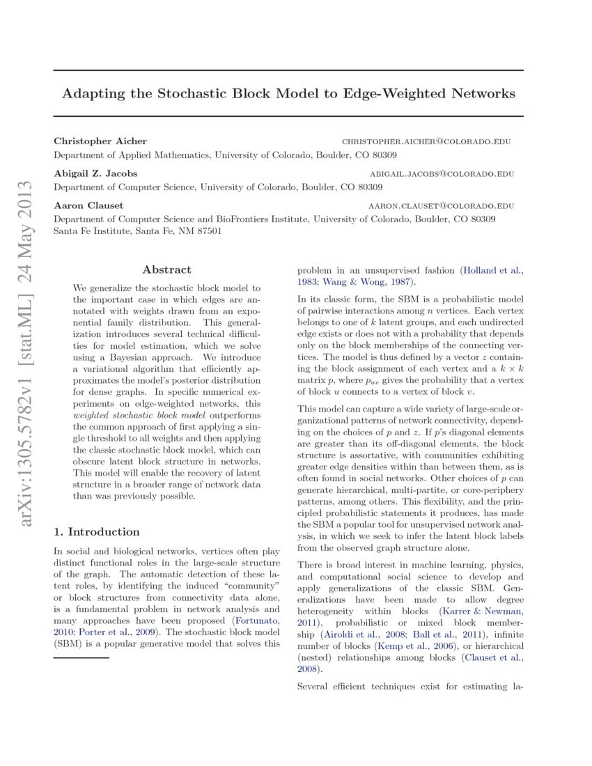 Adapting The Stochastic Block Model To Edge Weighted Networks Deepai