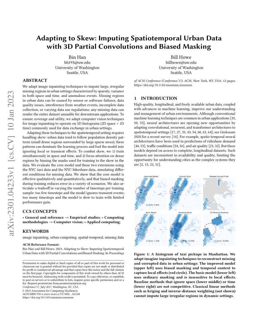 Adapting to Skew: Imputing Spatiotemporal Urban Data with 3D Partial Convolutions and Biased ...