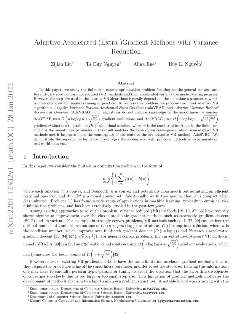 Adaptive Accelerated Extra Gradient Methods With Variance Reduction Deepai