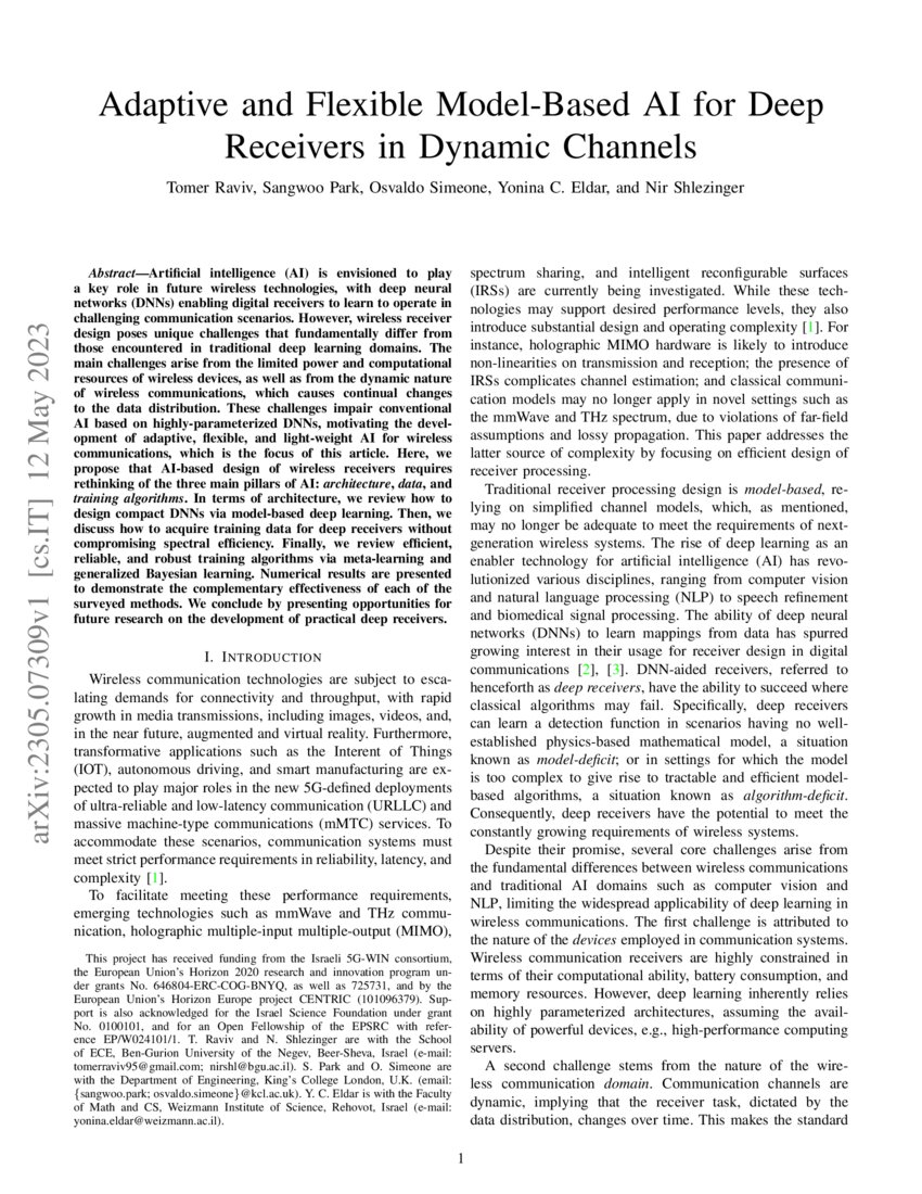 Adaptive and Flexible Model-Based AI for Deep Receivers in Dynamic Channels | DeepAI